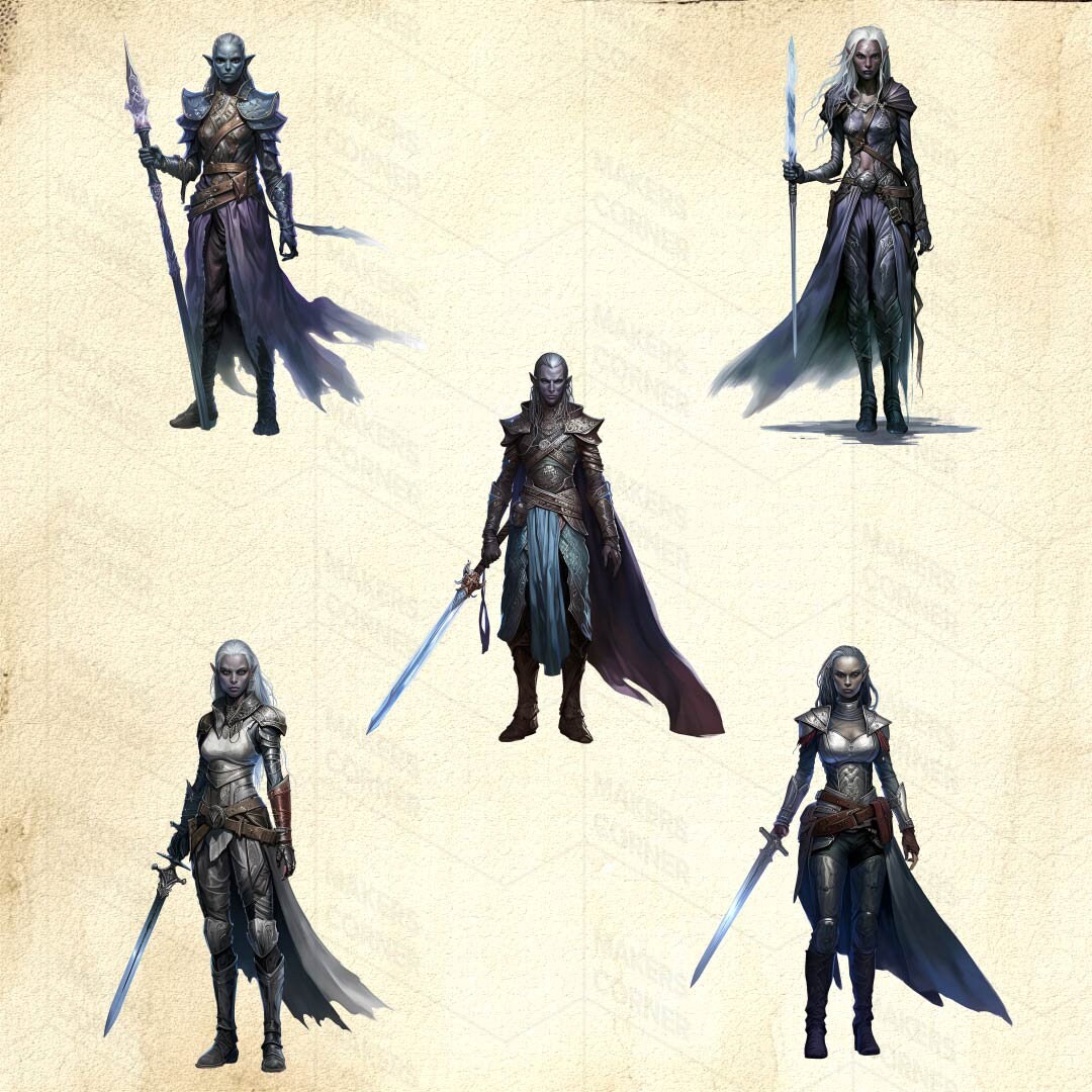 Cunning Drow Clipart Art Collection for Art and Design, Dark Elf ...