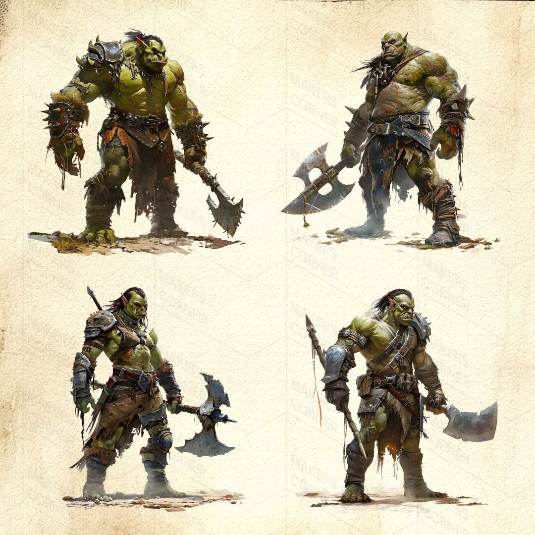 Cut Throat Orcs Clip Art Collection for Art and Design, Games Night ...