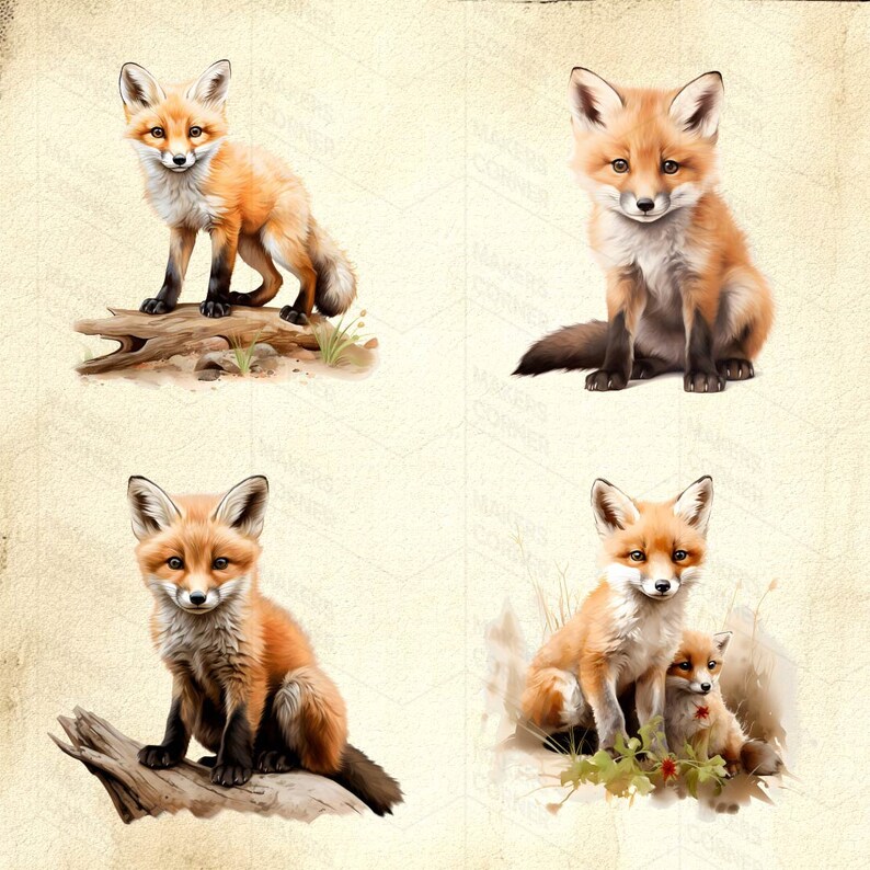 Red Fox Clip Art Collection High-quality Digital Downloads - Etsy