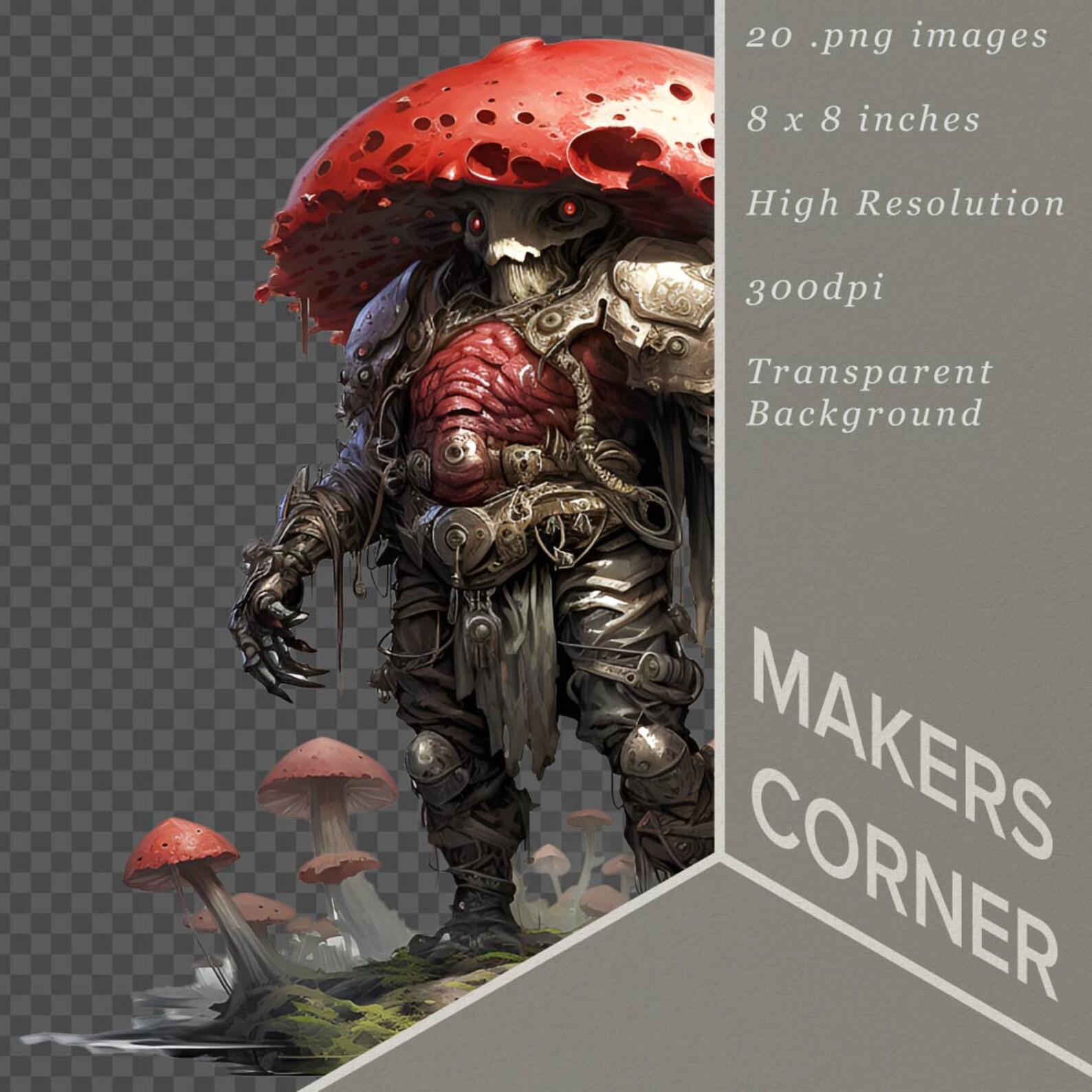 Myconian Spore People Clip Art Collection for Art and Design, Fungal ...