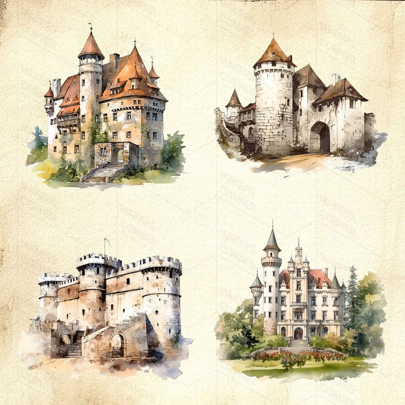 European Castles Clip Art Collection for Fantasy Art and Design ...