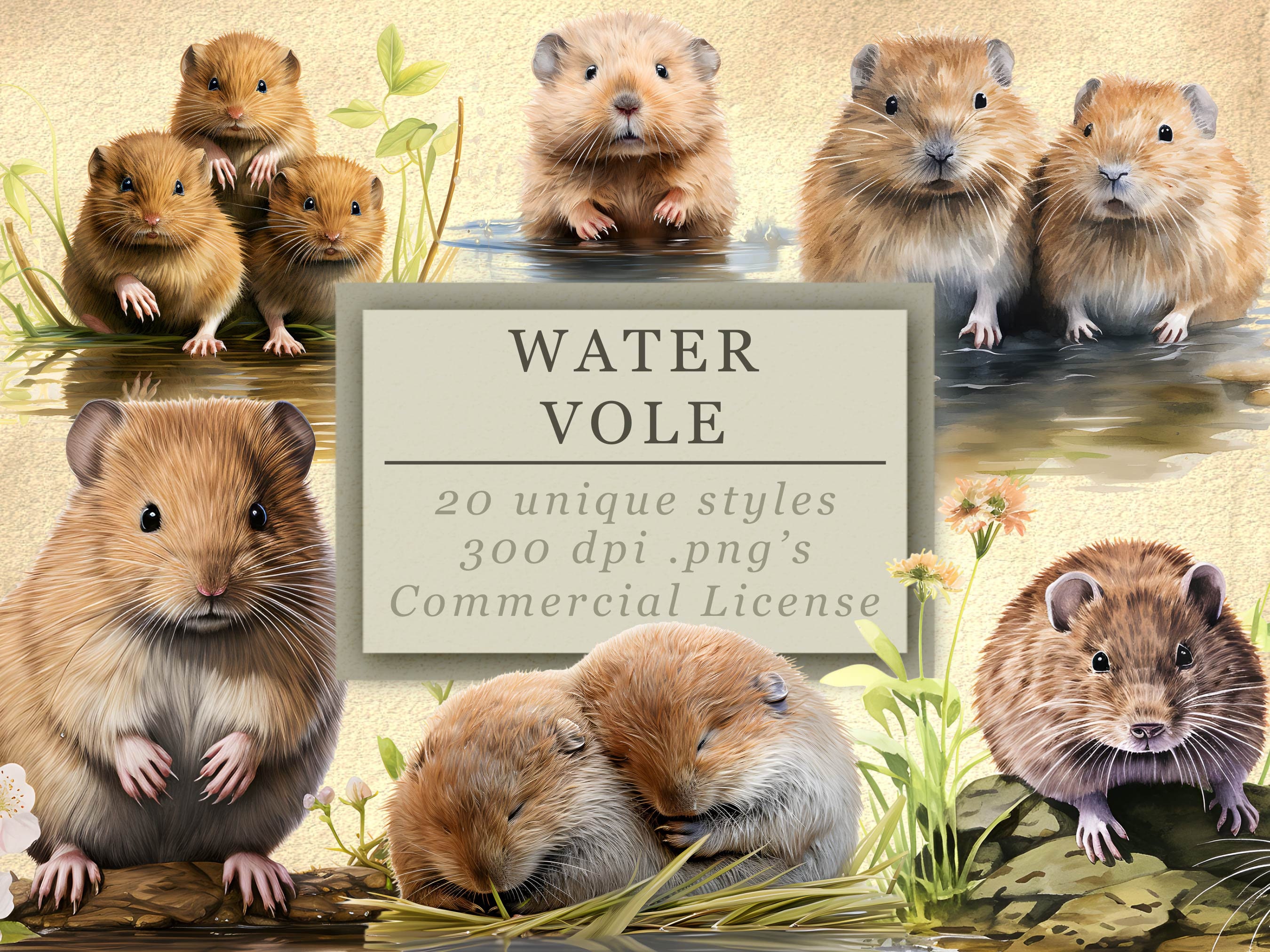 Water Vole Clip Art Collection High-quality Digital - Etsy