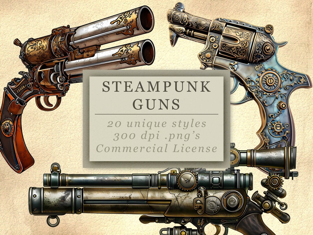 Steampunk Guns Clip Art Collection for Fantasy Art and Design ...