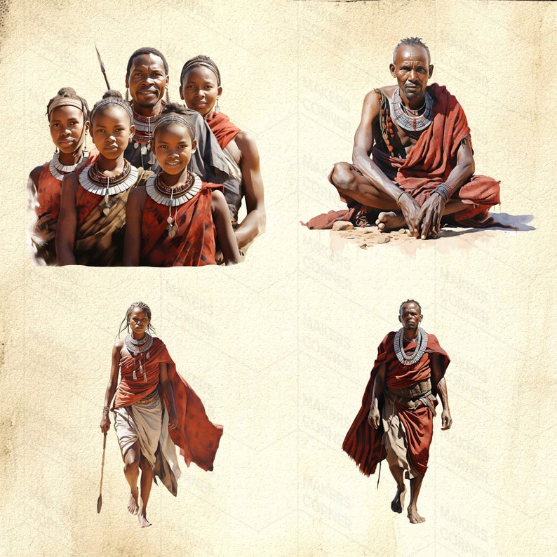 African Tribes People Clip Art Collection for Art and Design Indigenous ...