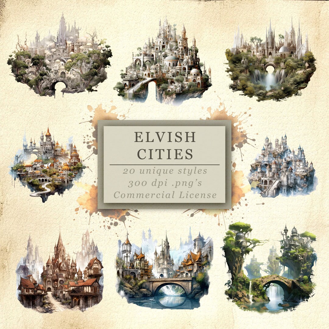 Elvish Cities Clip Art Collection for Fantasy Art and Design - Etsy