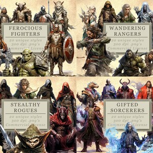 12 Packs! 240 Pngs! Ultimate Fantasy Class Clip Art Bundle for Art and ...