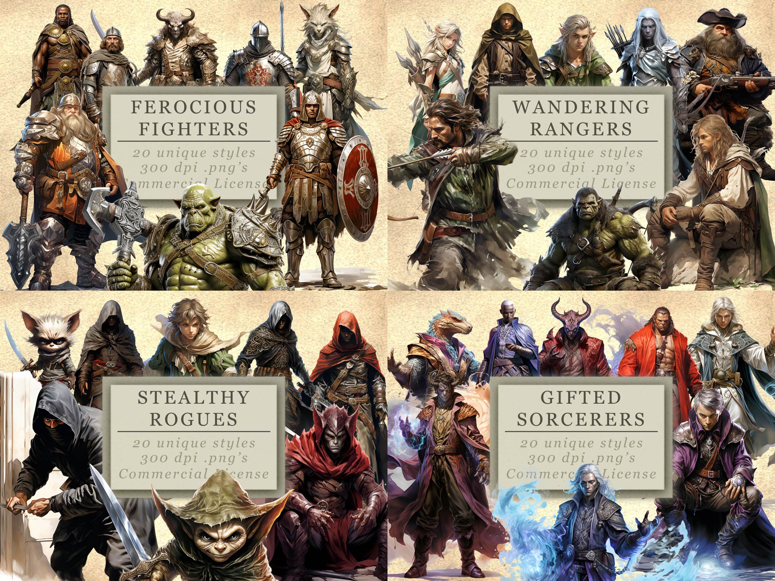 12 Packs 240 Pngs Ultimate Fantasy Class Clip Art Bundle for - Etsy