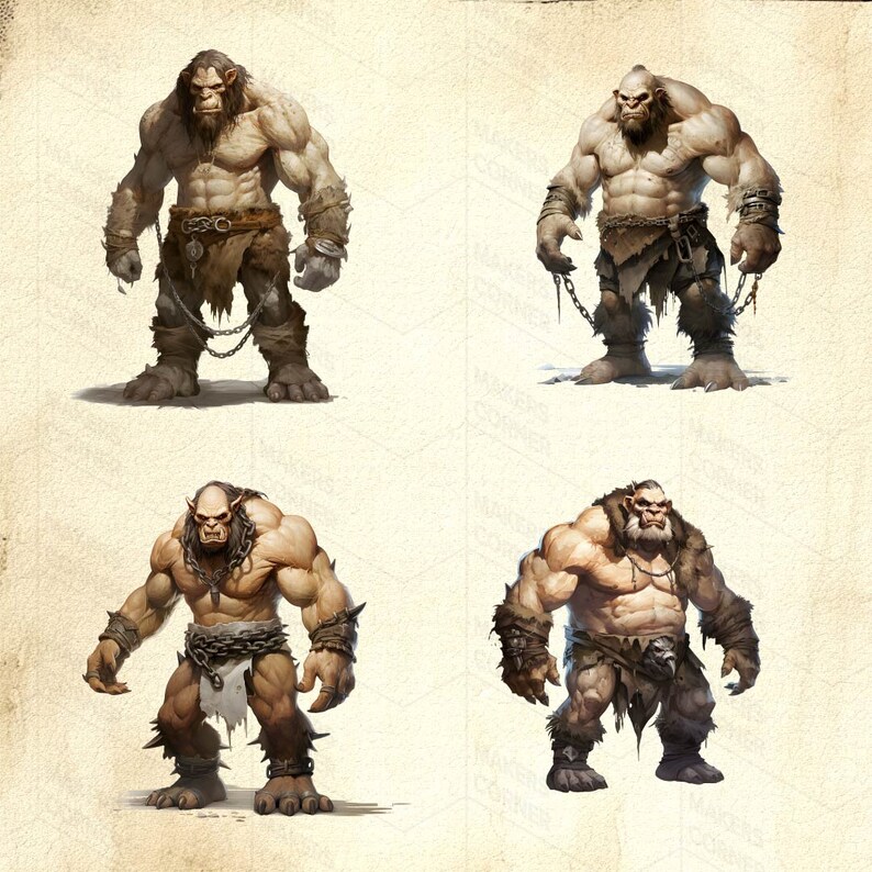 Monstrous Ogres Clip Art Collection for Art and Design, Games Night ...
