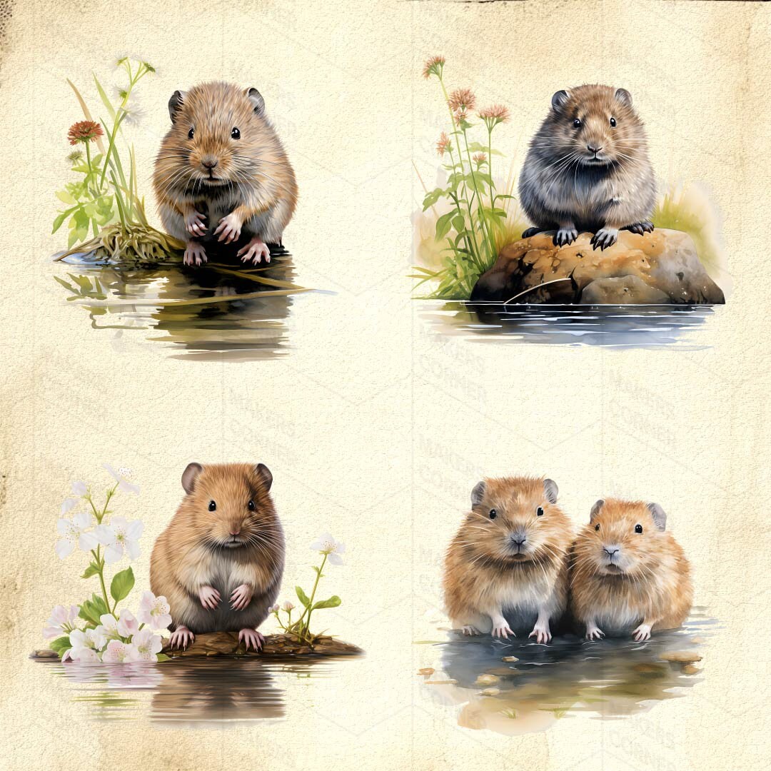 Water Vole Clip Art Collection High-quality Digital - Etsy