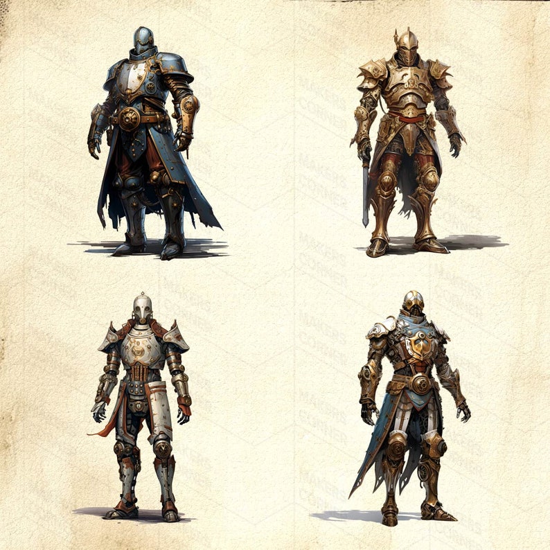 Steampunk Knights Clip Art Collection Digital Download for Art and ...