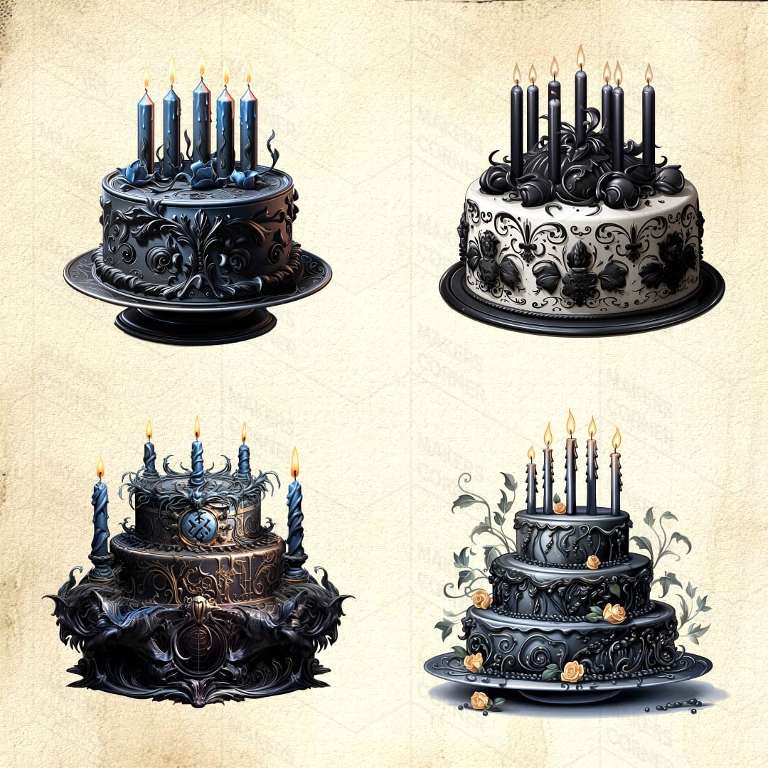 Gothic Halloween Cakes Clip Art Collection for Art and Design - Etsy