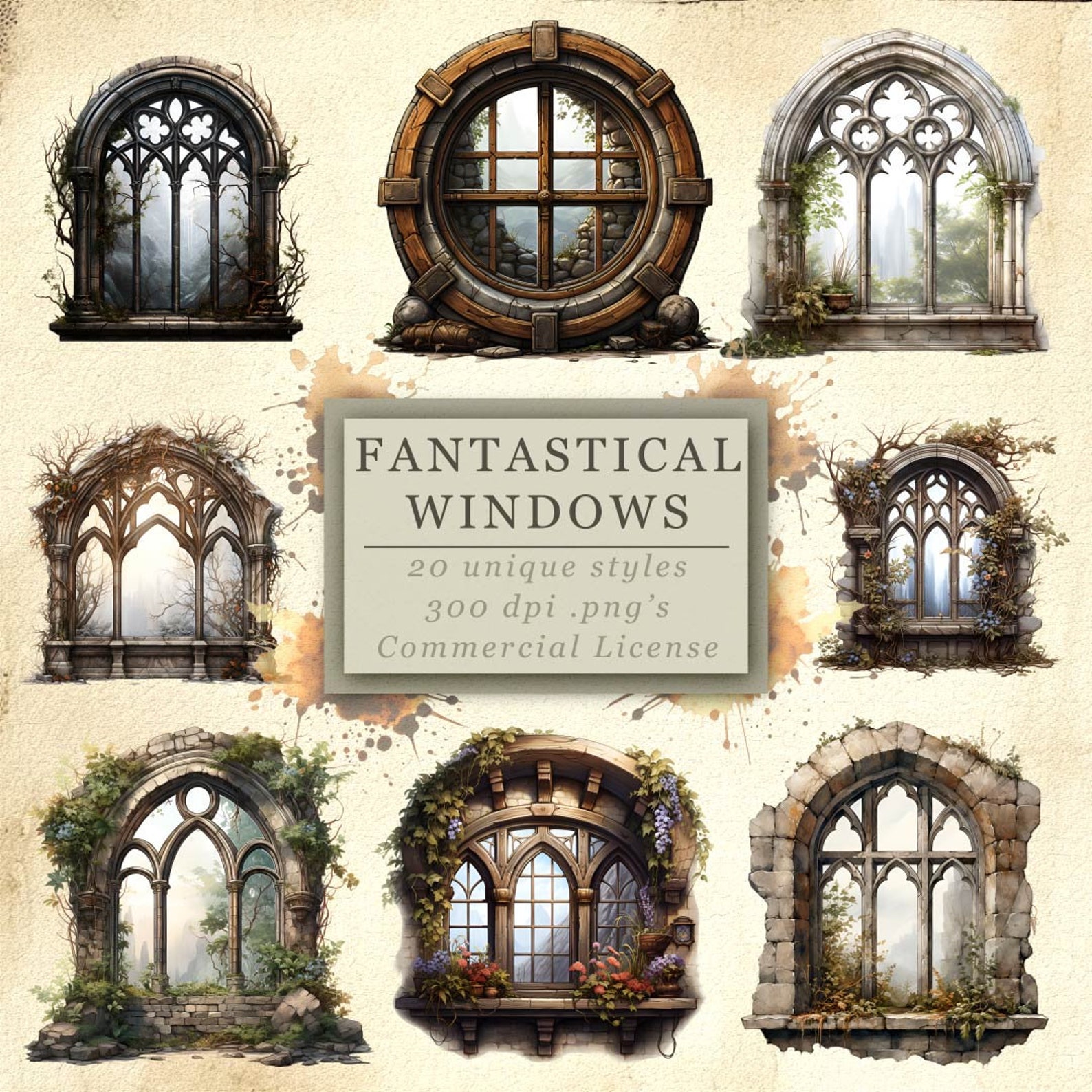 Fantastical Windows Clip Art Collection for Fantasy Art and Design ...