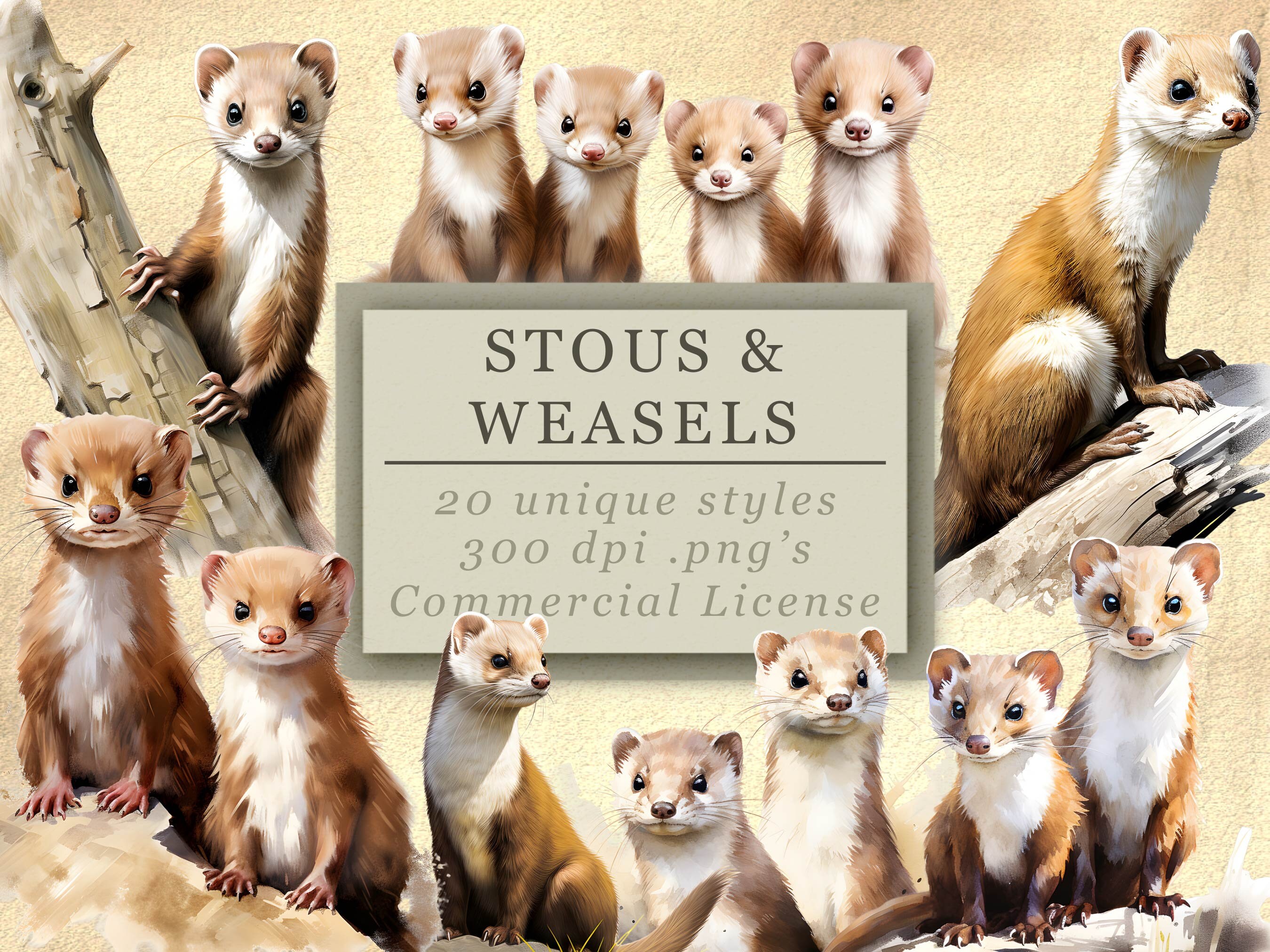 Stouts & Weasels Clip Art Collection High-quality Digital - Etsy