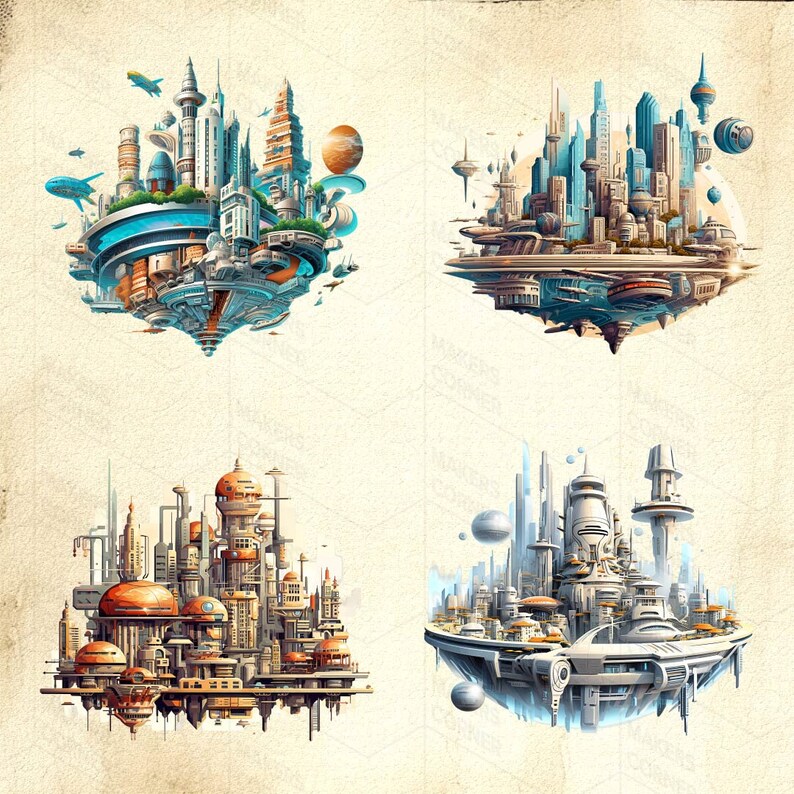 Neofuture Cities Clip Art Collection for Fantasy Art and Design ...