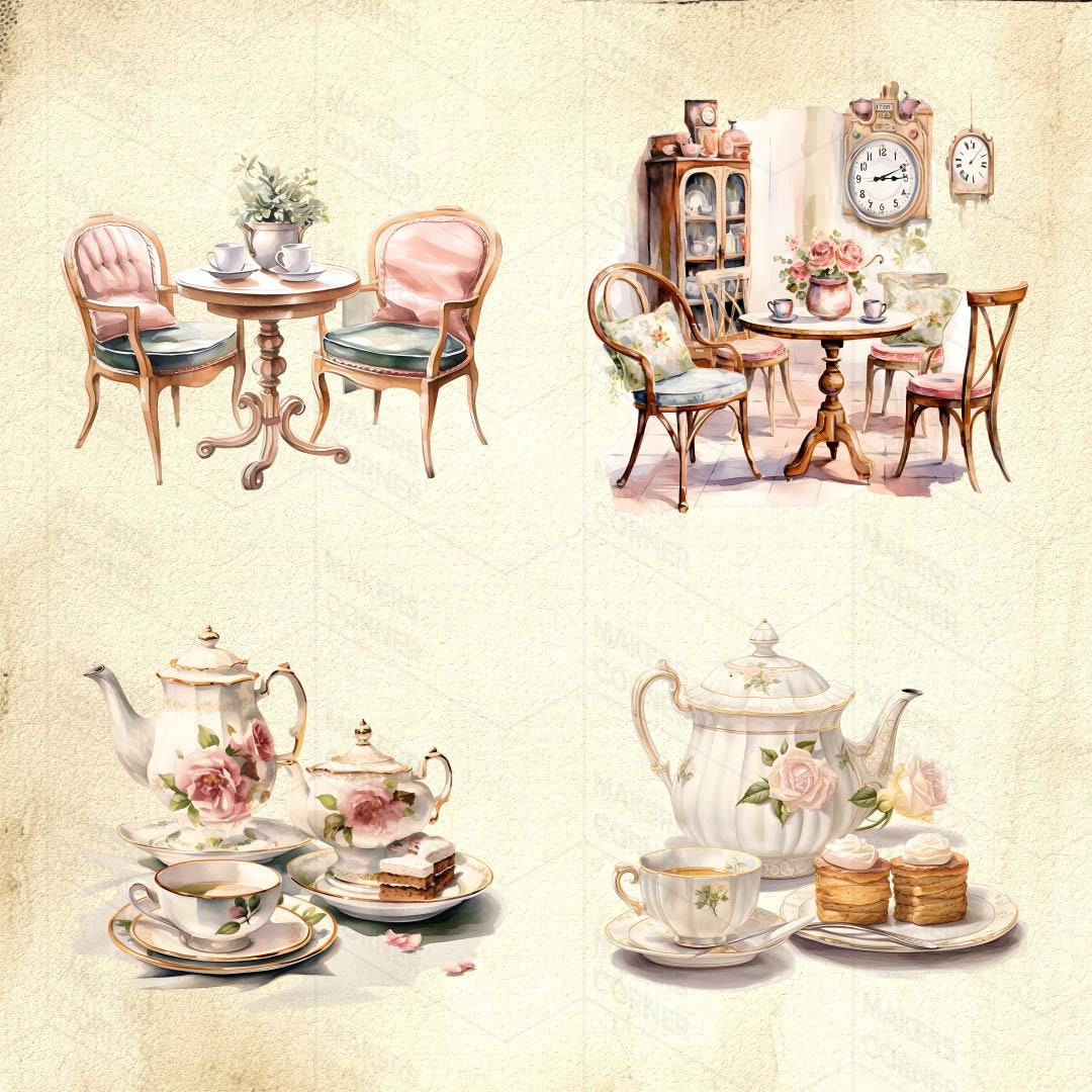 Whimsical Wonderland: Timeless Tea Room Clip Art Collection Enchanting ...