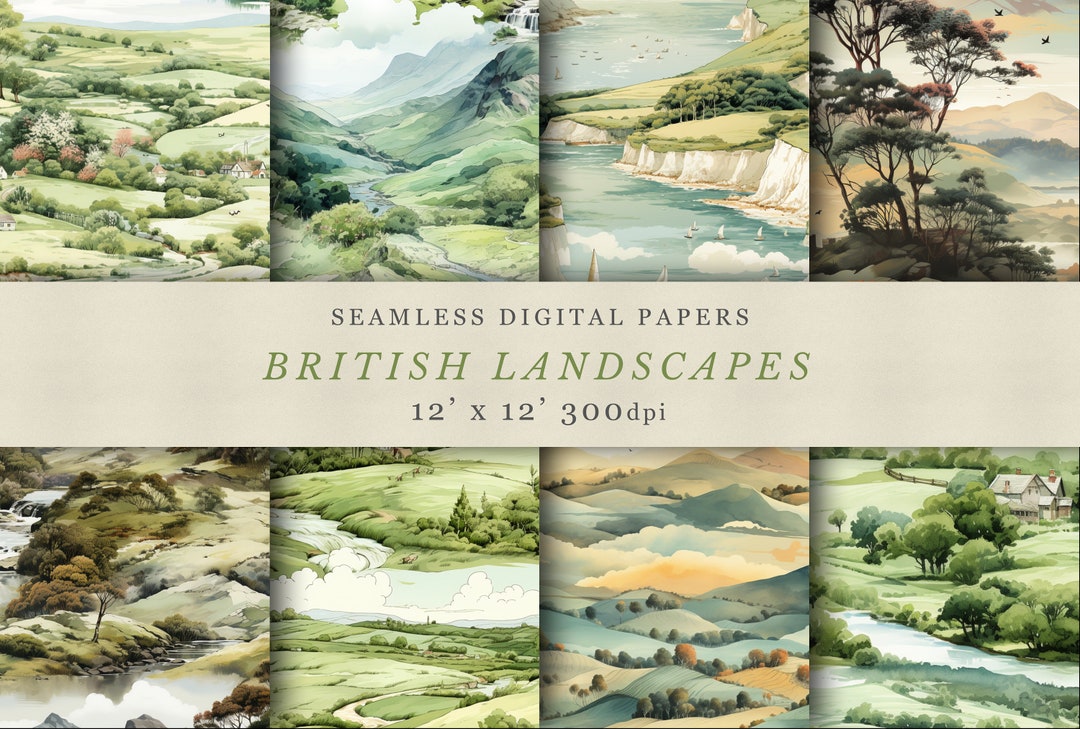 British Landscapes Digital Design Papers, Landscape Pattern, Scenic ...