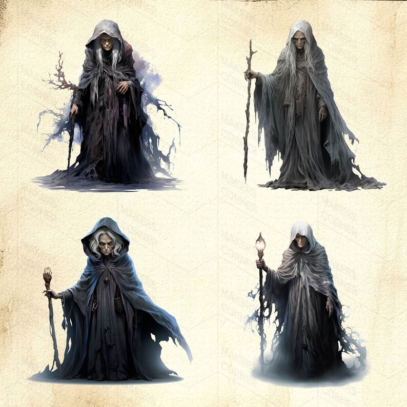 Conjuring Witches Clip Art Collection for Art and Design, Halloween ...