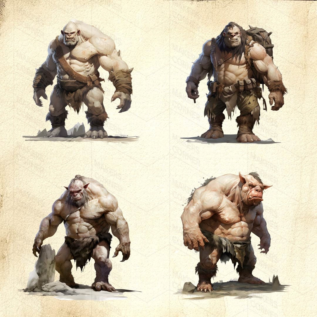 Monstrous Ogres Clip Art Collection for Art and Design, Games Night ...