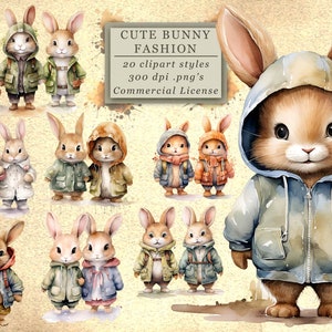 Enchanted Bunny Fashion Clip Art Collection - Fantasy Animals Dressed ...