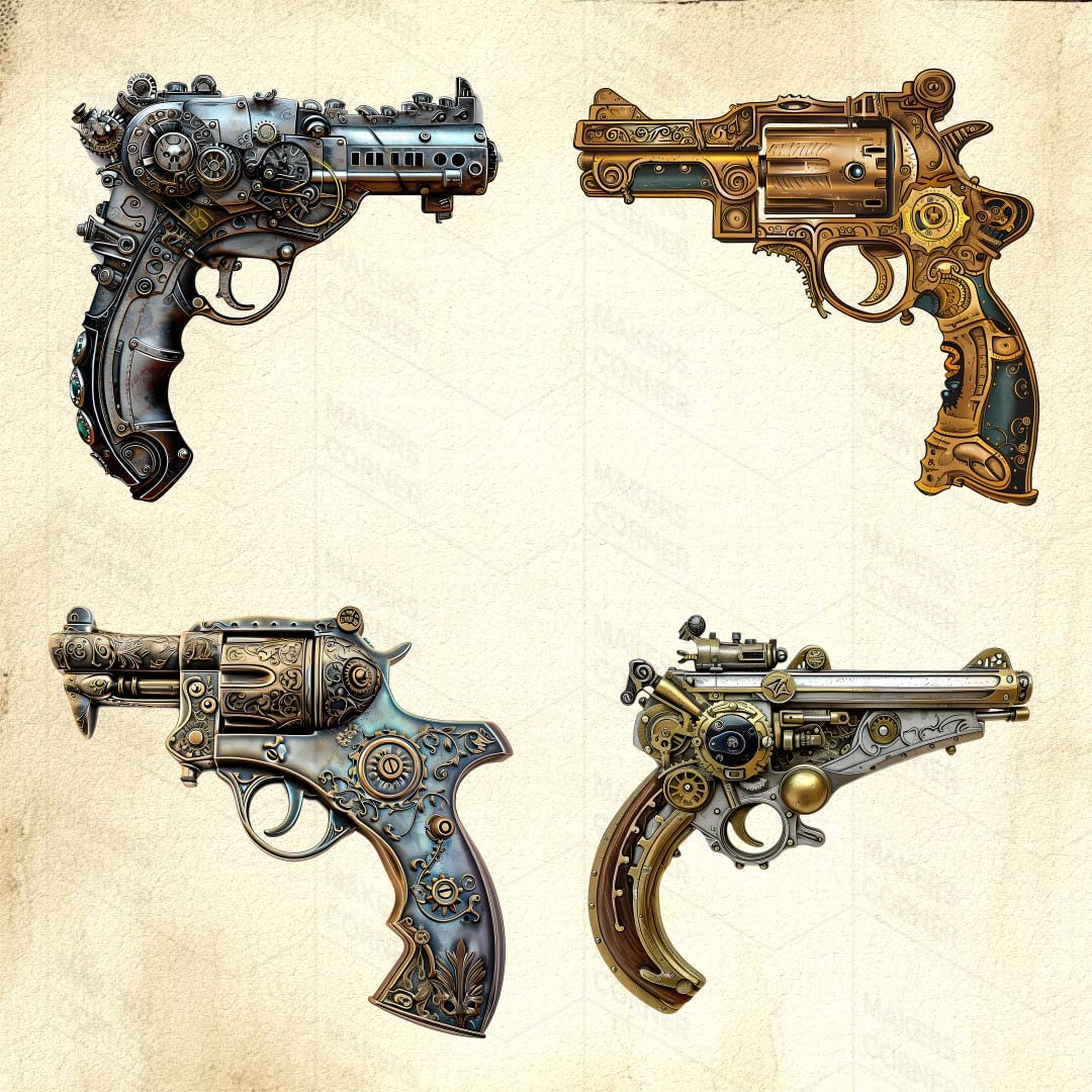 Steampunk Guns Clip Art Collection for Fantasy Art and Design ...