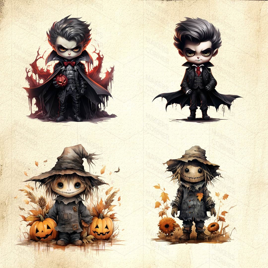 Cute Halloween Monsters Clip Art Collection for Art and Design ...