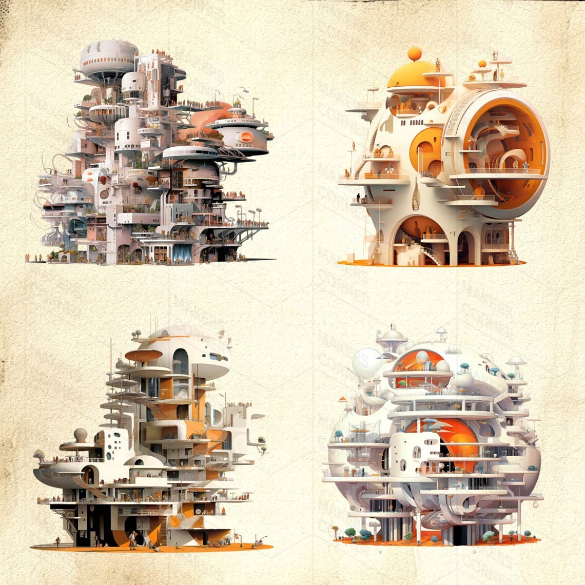 Homes of the Future Clip Art Collection for Fantasy Art and Design ...