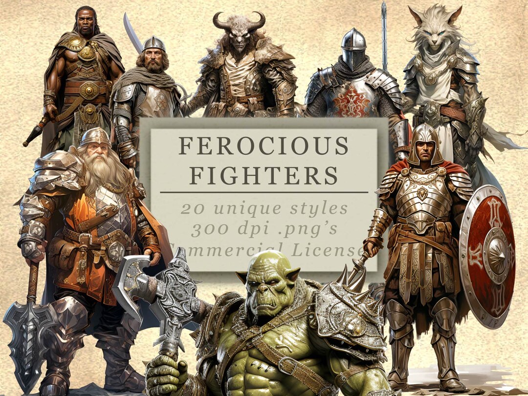 Ferocious Fighters Clip Art Collection for Art and Design, RPG, Games ...