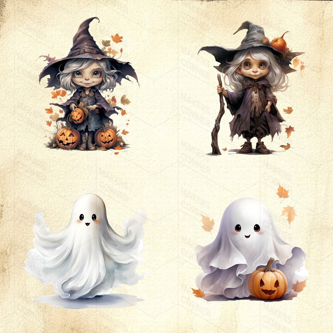 Cute Halloween Monsters Clip Art Collection for Art and Design ...