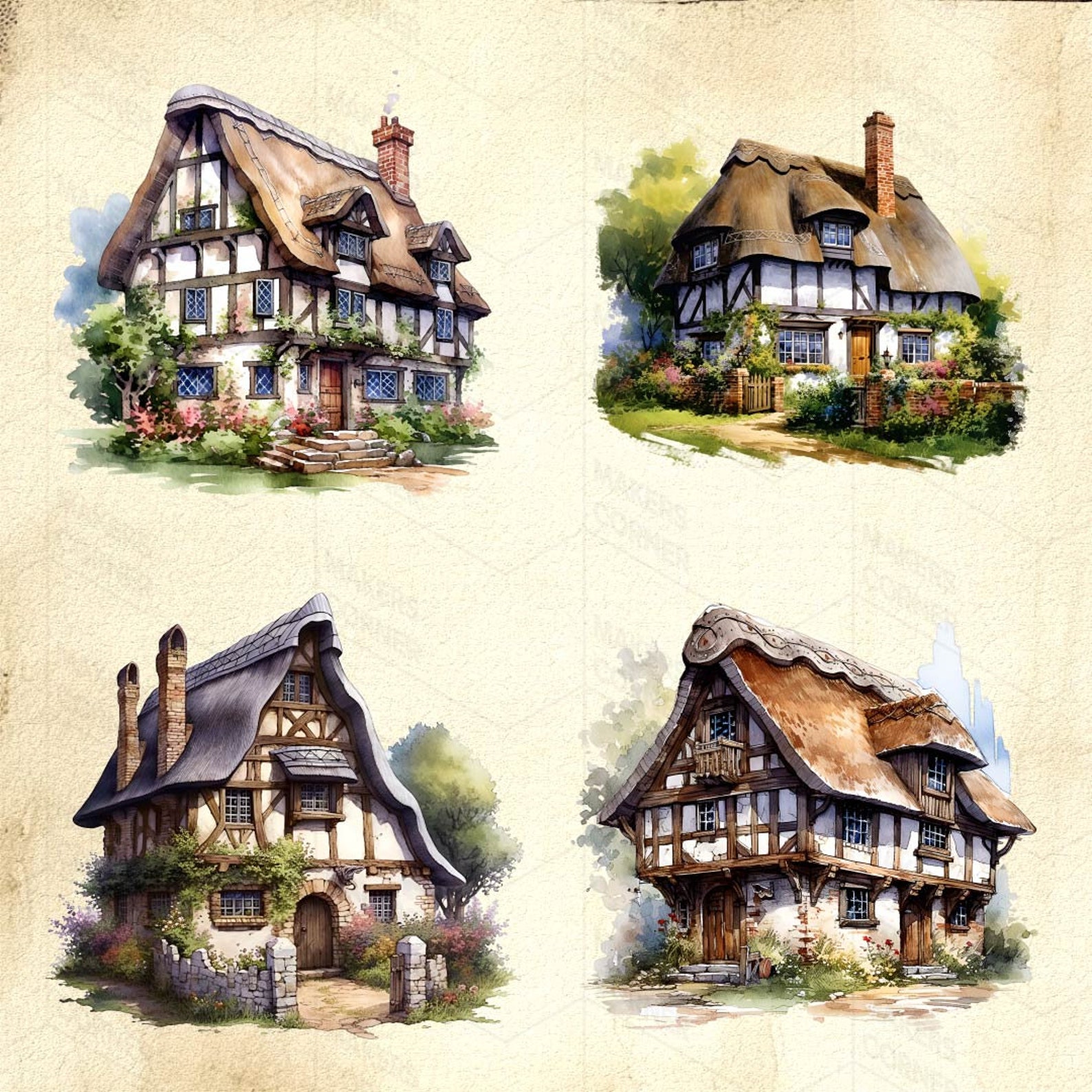 Medieval Cottages Clip Art Collection for Fantasy Art and Design ...
