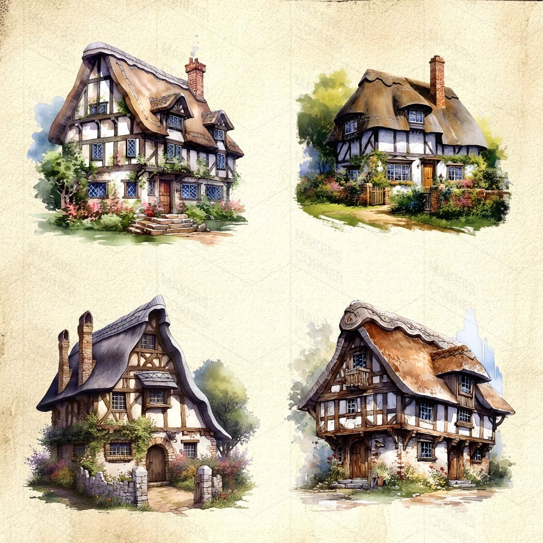 Medieval Cottages Clip Art Collection for Fantasy Art and Design ...