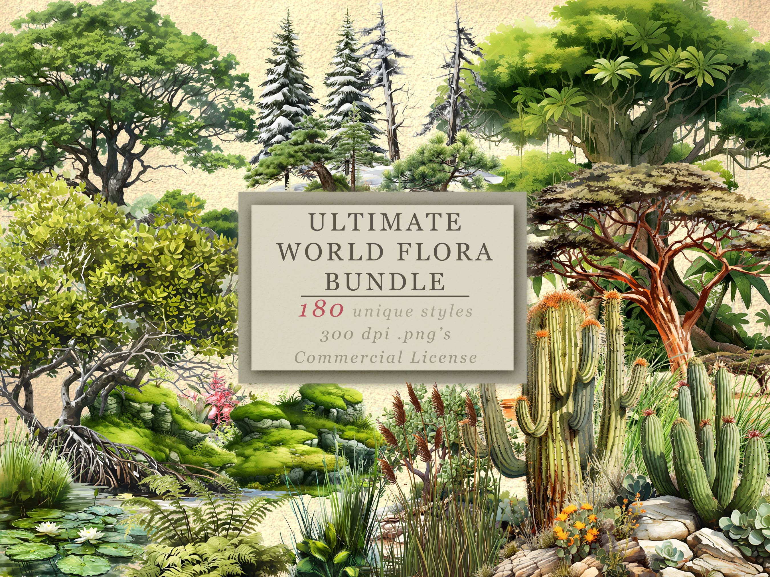 Ultimate Flora Bundle, Tropical Rainforest, Desert Plants, Aquatic ...