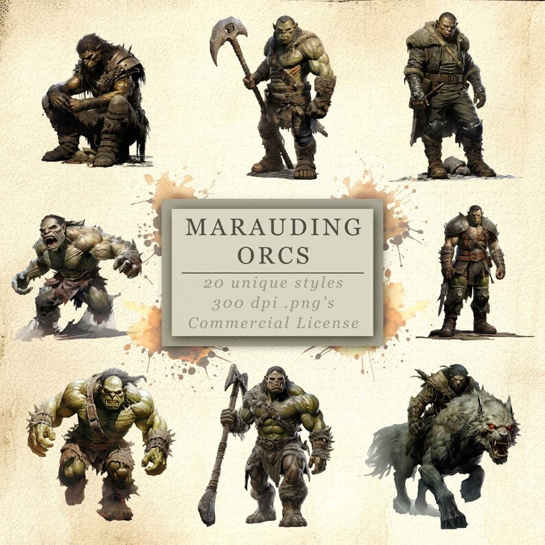 Marauding Orcs Clip Art Collection for Art and Design Fantasy - Etsy