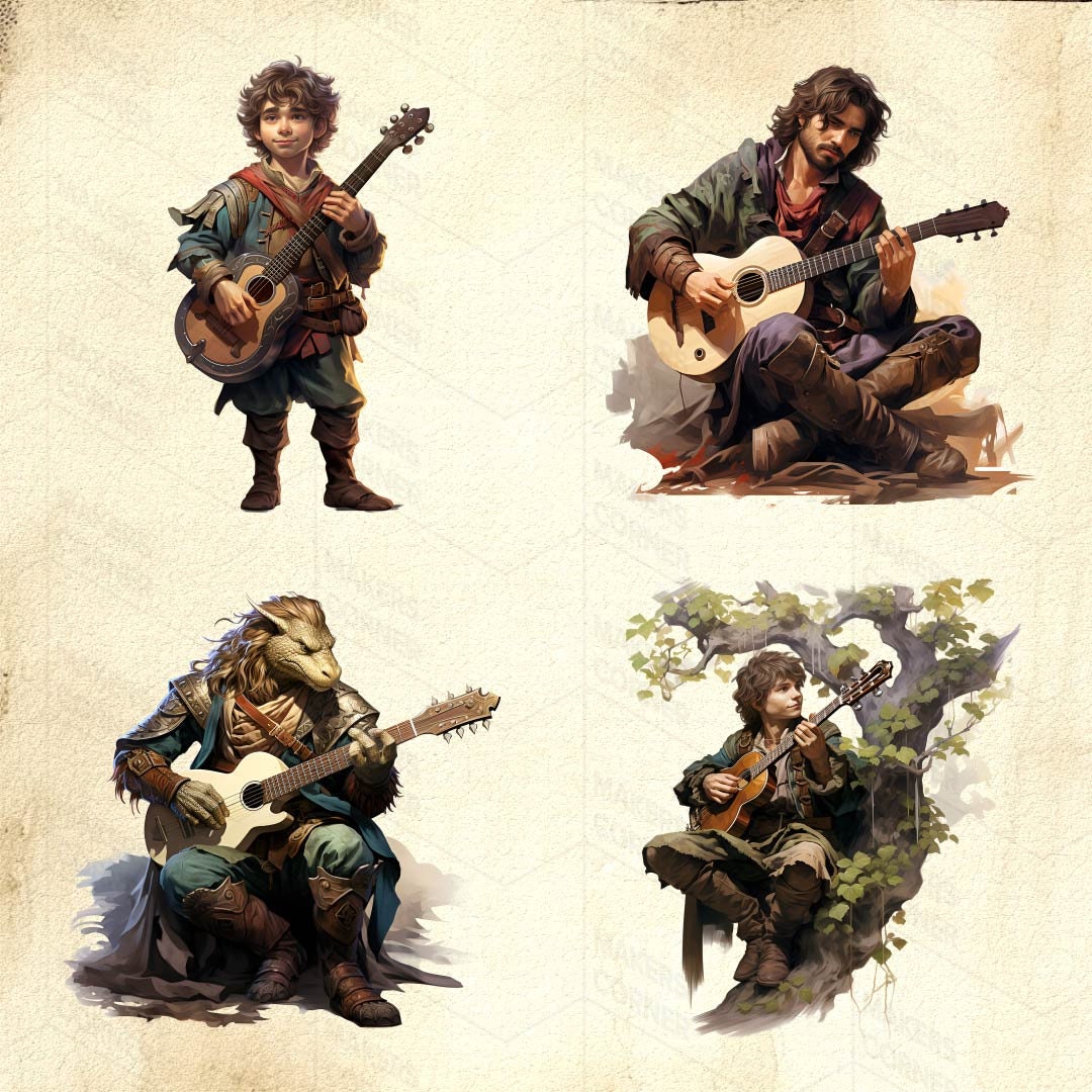 Performing Bards Clip Art Collection for Art and Design, RPG Graphics ...