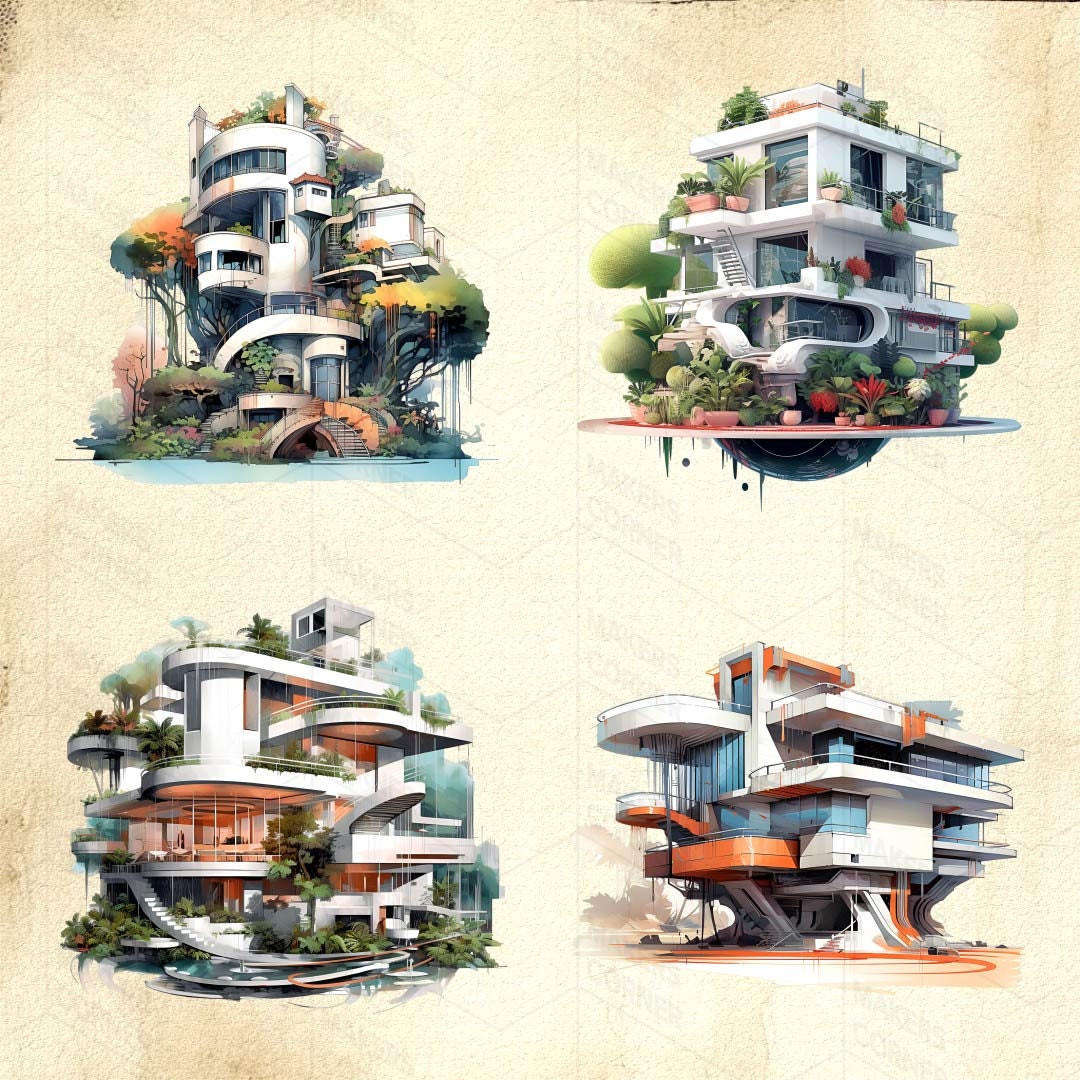 Neofuture Homes Clip Art Collection for Fantasy Art and Design ...