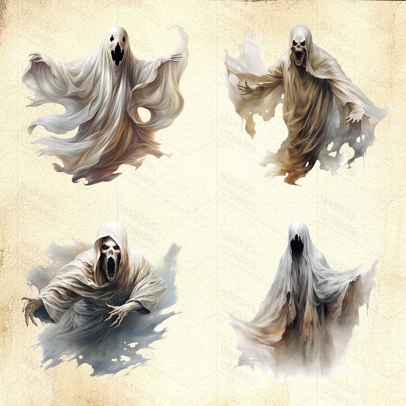 Halloween Ghosts Clip Art Collection for Art and Design, Halloween ...
