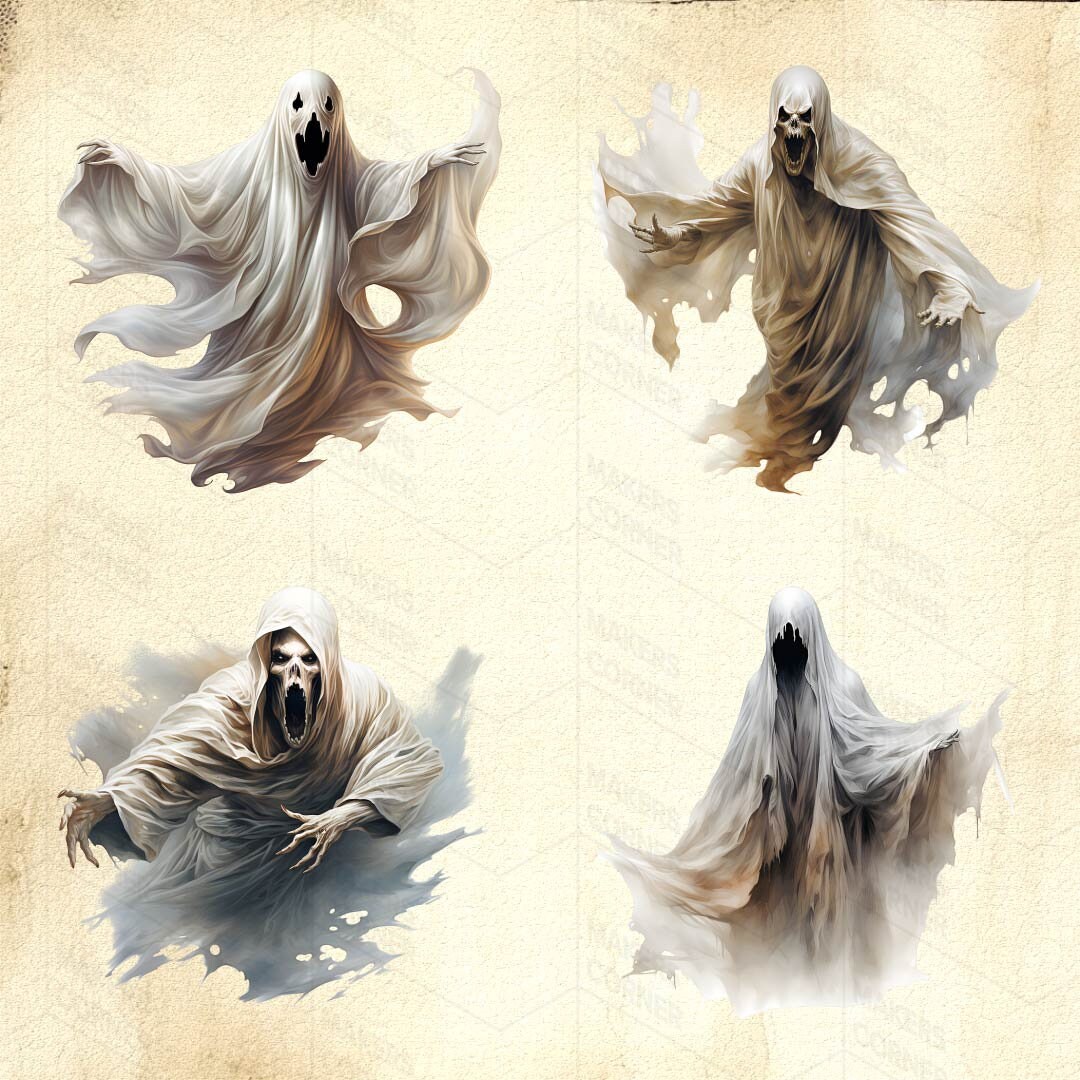 Halloween Ghosts Clip Art Collection for Art and Design, Halloween ...