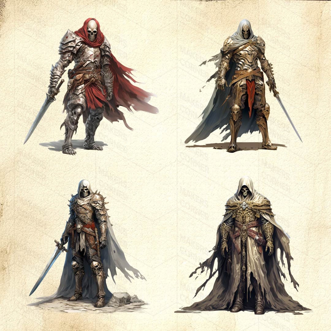 Mystical Skeleton Soldiers Fantasy Clip Art Collection for - Etsy