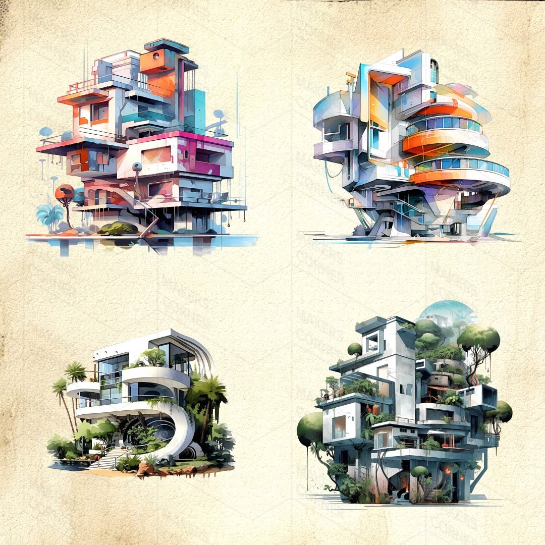 Neofuture Homes Clip Art Collection for Fantasy Art and Design ...