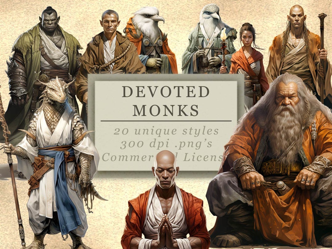 Devoted Monks Clip Art Collection for Art and Design, RPG Graphics ...