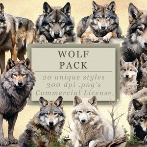 Wolf Pack Clip Art Collection for Art and Design, Instant Download ...