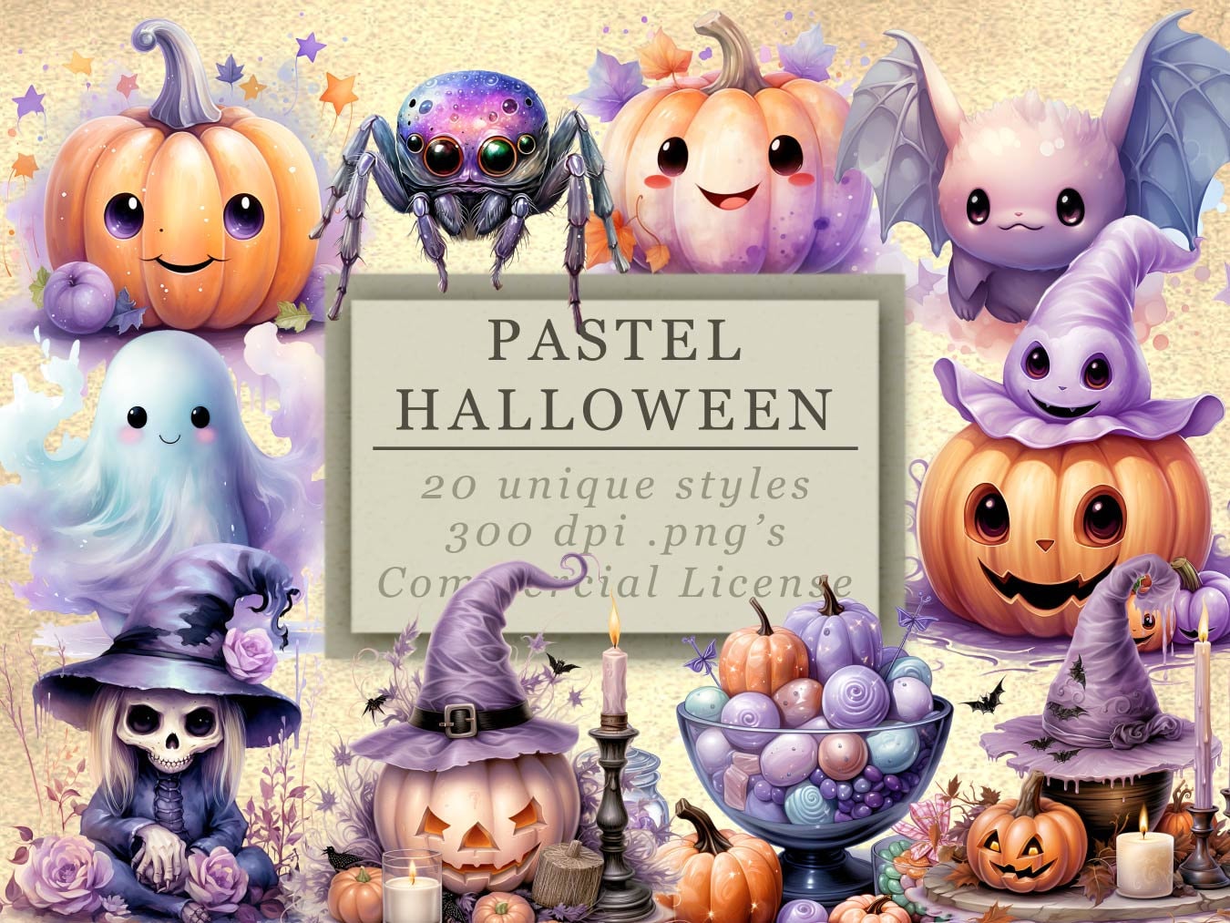 6 Packs Cute Halloween Clip Art Bundle for Art and Design - Etsy