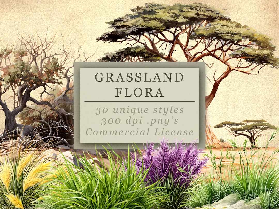 Grassland Flora Clip Art Collection - Stunning Watercolor Artwork for ...