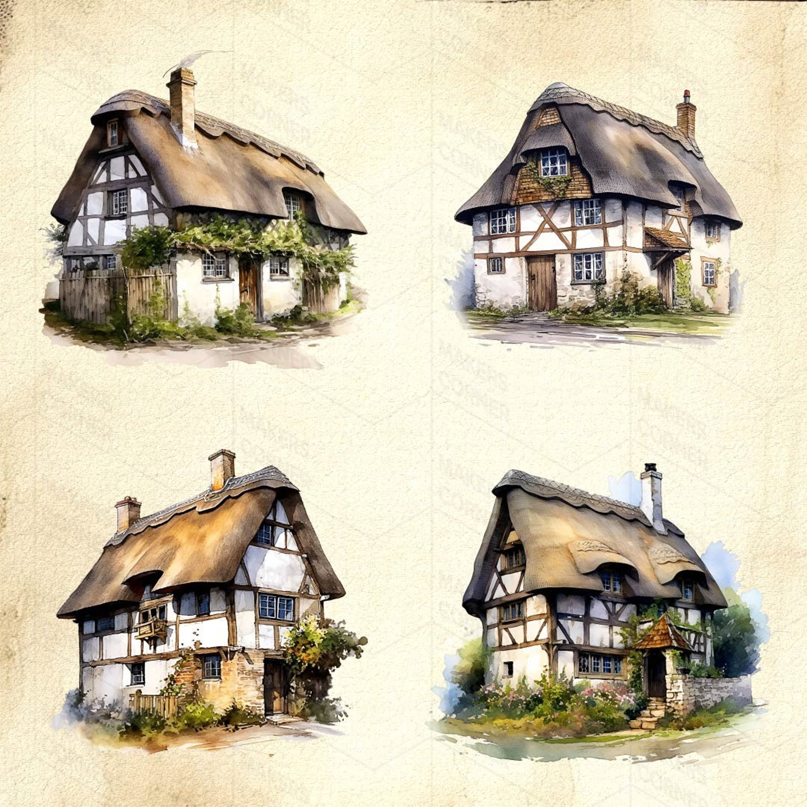 Medieval Cottages Clip Art Collection for Fantasy Art and Design ...