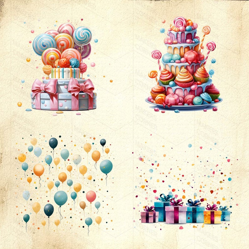 Birthday Celebration Clip Art Collection for Art and Design - Etsy