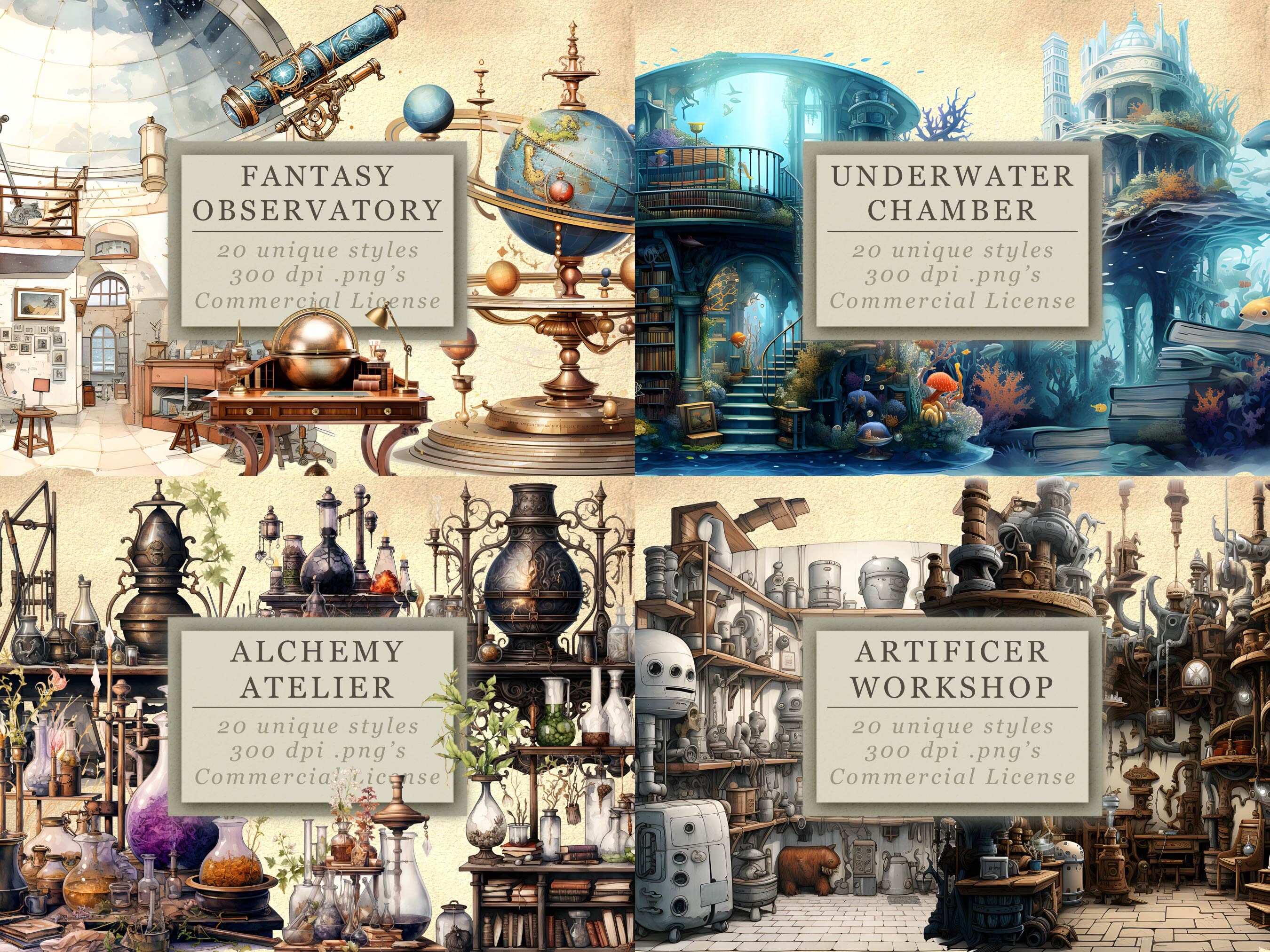245 Images Ultimate Fantasy Rooms Clip Art Bundle for Fantasy Art and ...