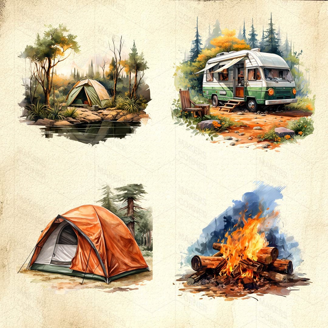Camping Trip Clip Art Collection for Art and Design Holiday - Etsy