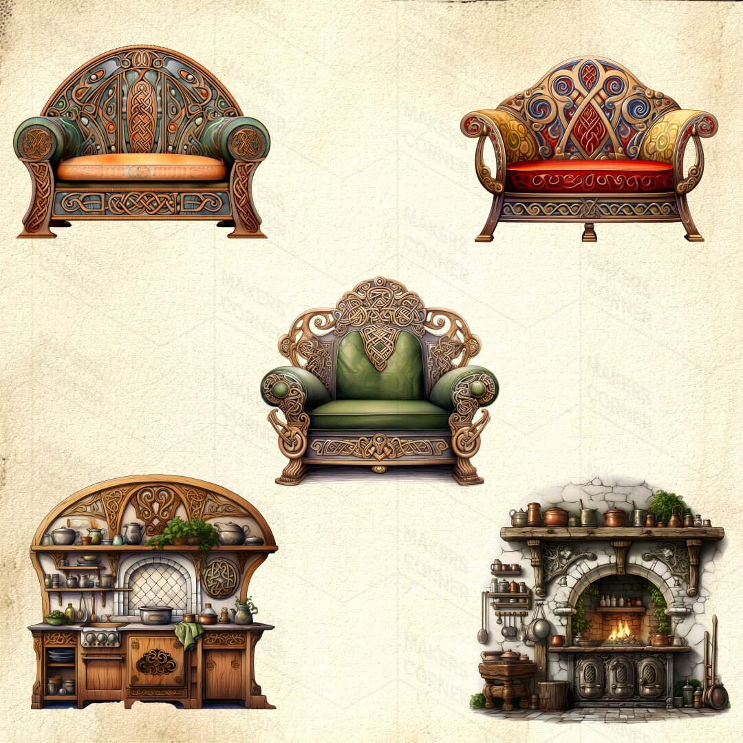 Celtic Furniture Clip Art Collection Fantasy Rooms and Furniture ...