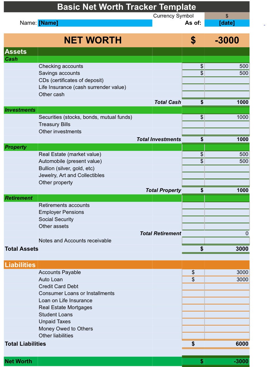 Basic Net Worth Tracker - Etsy