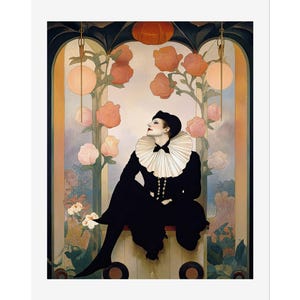 Vintage Mime Art Print Art Nouveau Clown Wall Decor Pierrot Aesthetic Poster Whimsical French ...