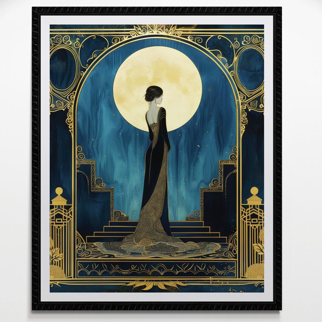 Large Art Deco Wall Art Illustration Vintage Art Print Art Deco ...